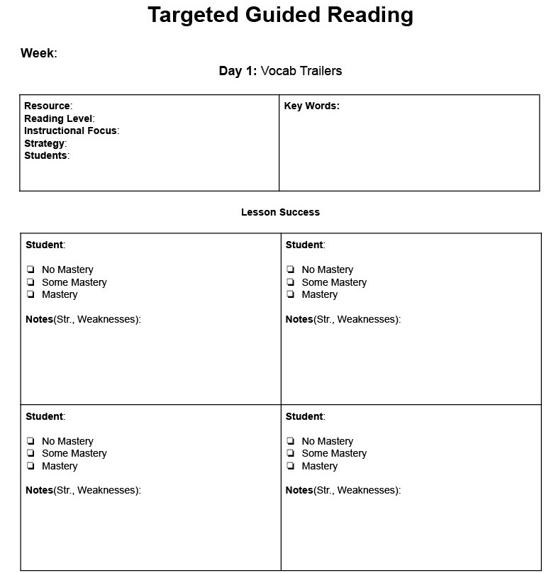 Guided Reading Lesson Plan Template Guided Reading Templates | TPT